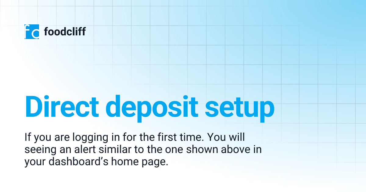 Direct deposit setup | foodcliff